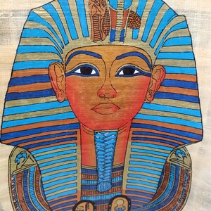 King Tutankhamun Painting: Handmade Egyptian Papyrus Art - Etsy