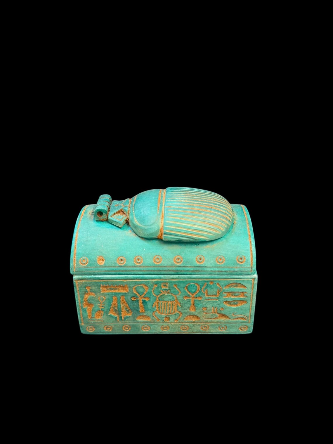 Sacred Scarab Ankh Box Turquoise Egyptian Memory Chest Mythical Symbol ...