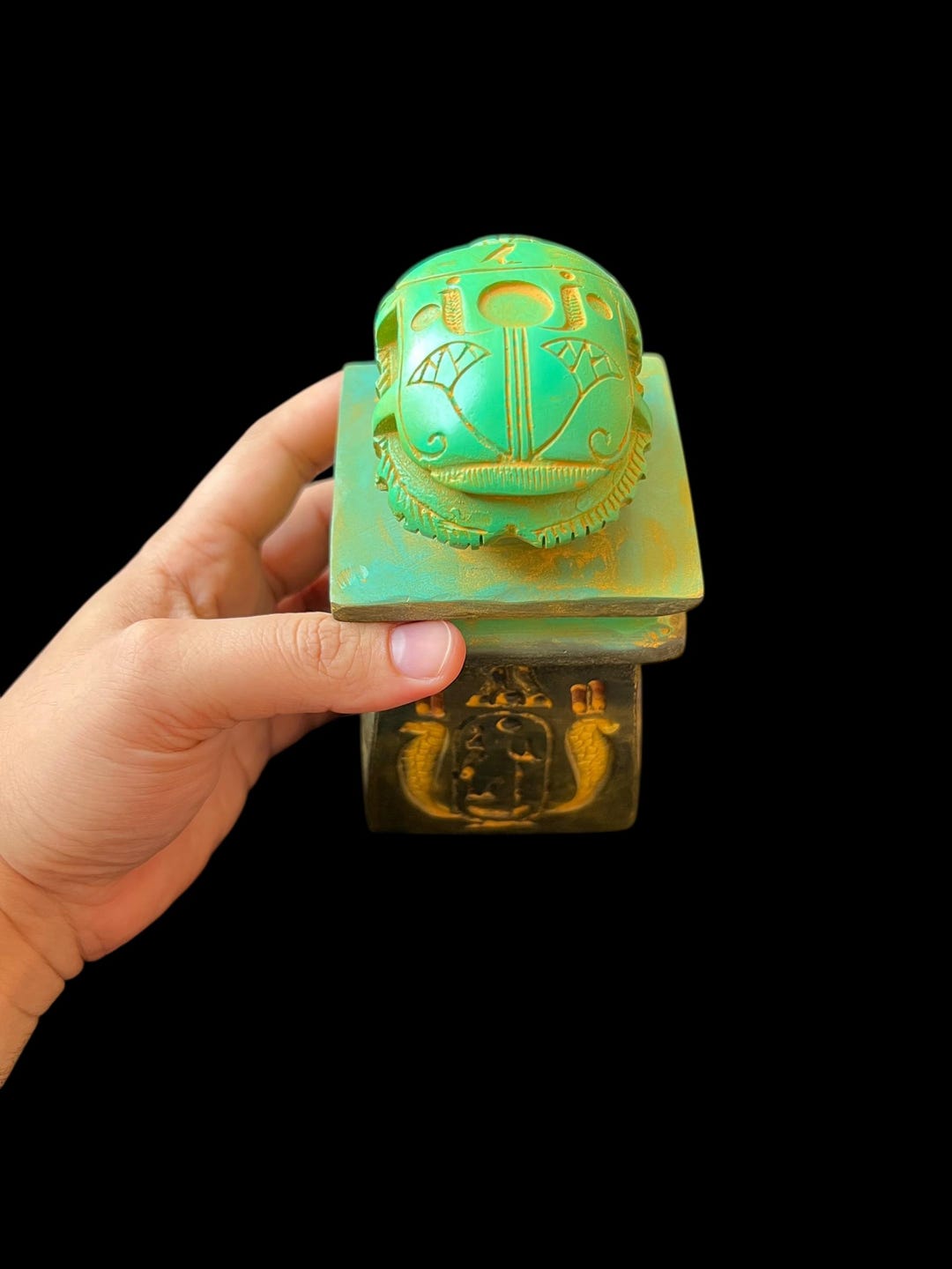 Green Scarab Scarab Box | Small Display Piece Made in Egypt - Etsy