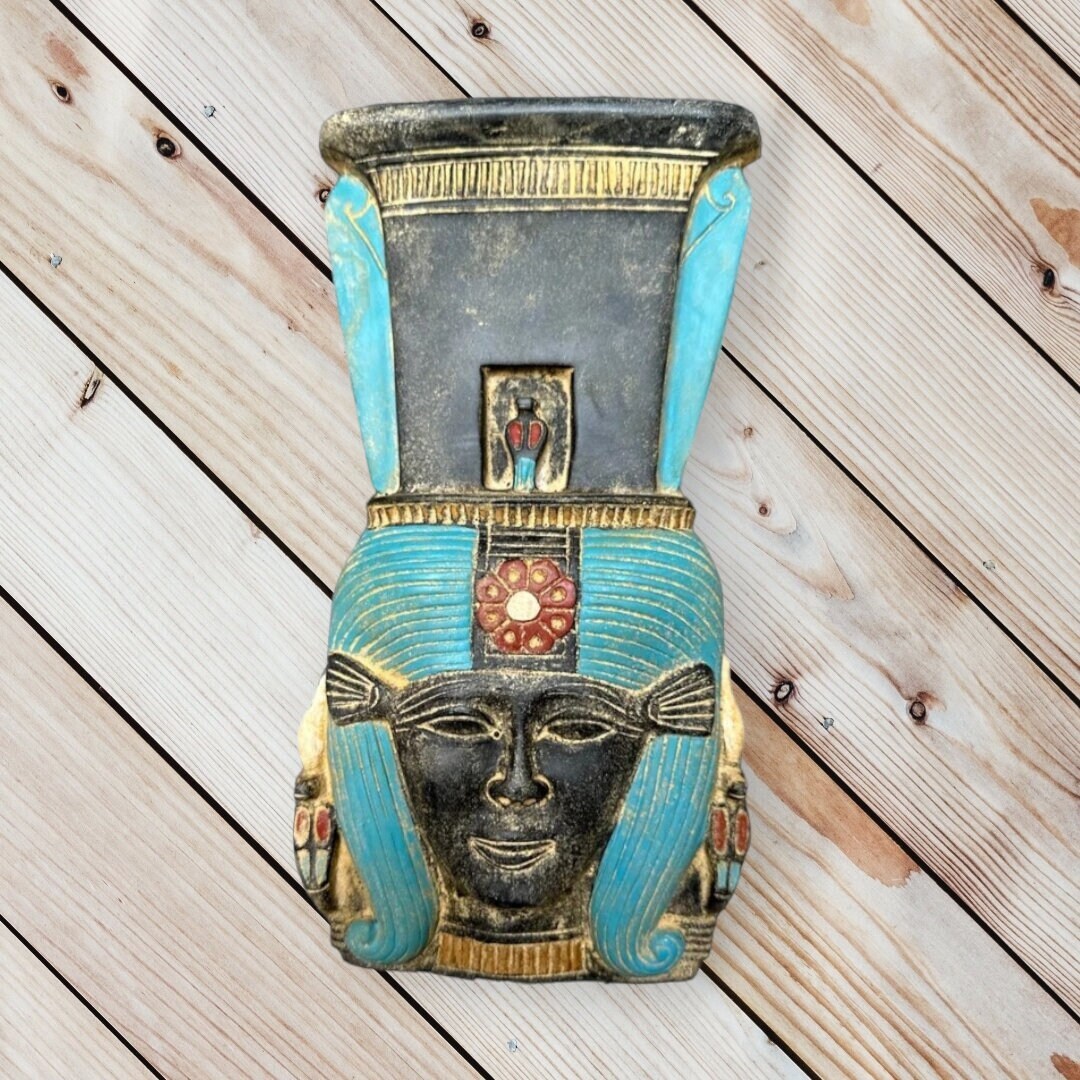 Handmade Hathor Mask Wall Mounted Stone Egyptian Goddess Head Venus ...