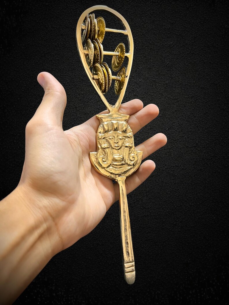 Egyptian Hathor Sistrum Brass Ritual Instrument Made in Egypt - Etsy UK