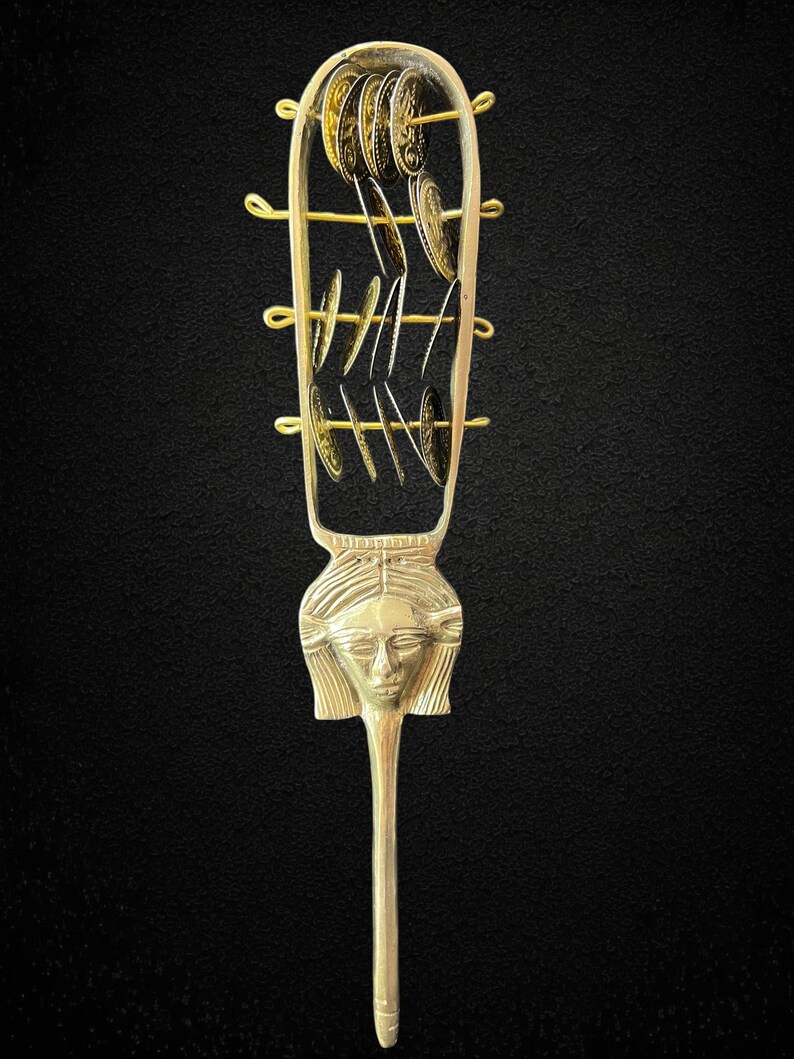 Rare Ancient Egyptian Brass Sistrum With Hathor Head Authentic Replica ...