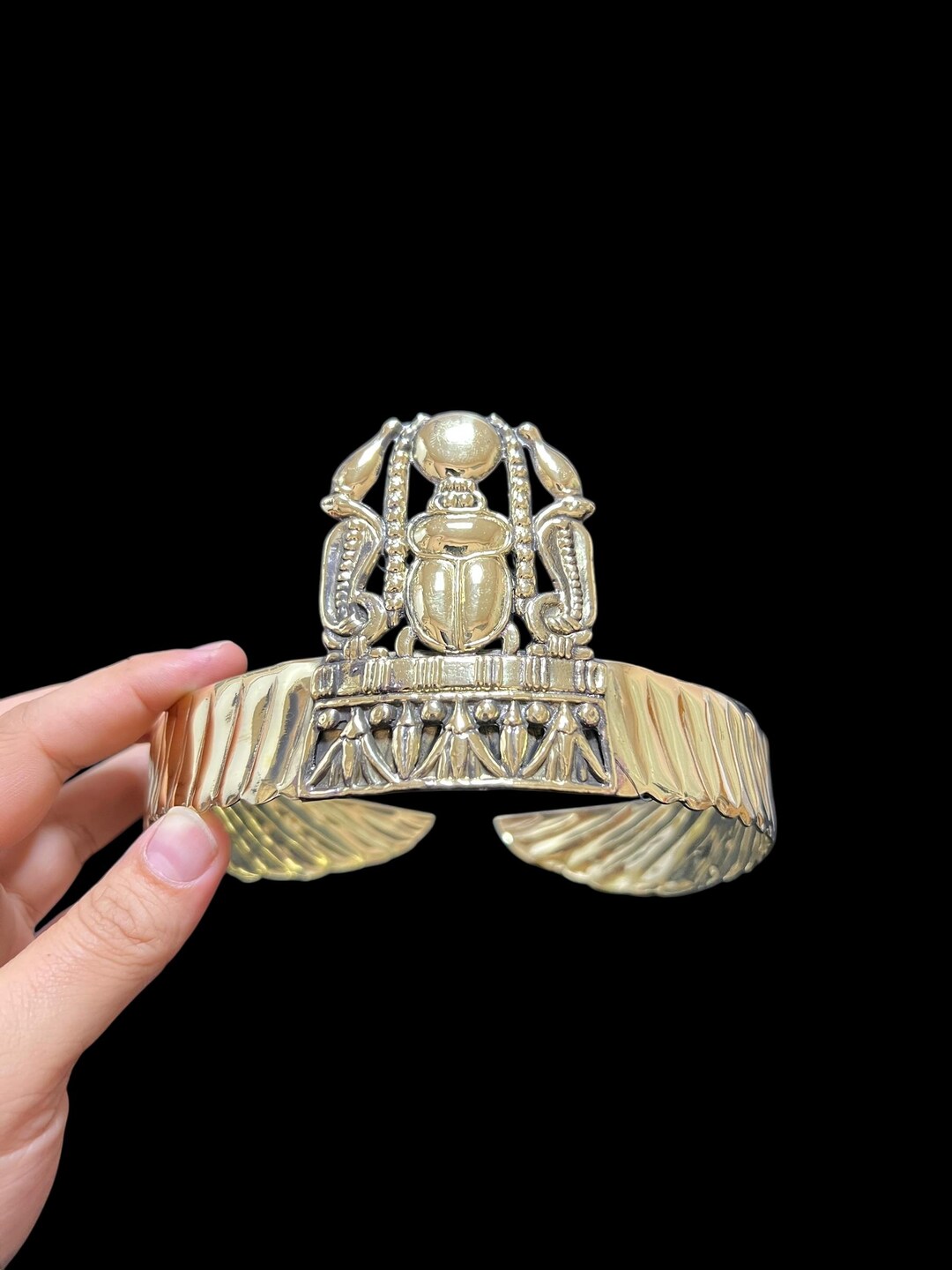 Ancient Egyptian Scarab Crown With Sun Disk and Lotus Pattern Made in ...