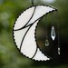 Handcrafted White Stained Glass Moon Suncatcher With Sparkling ...
