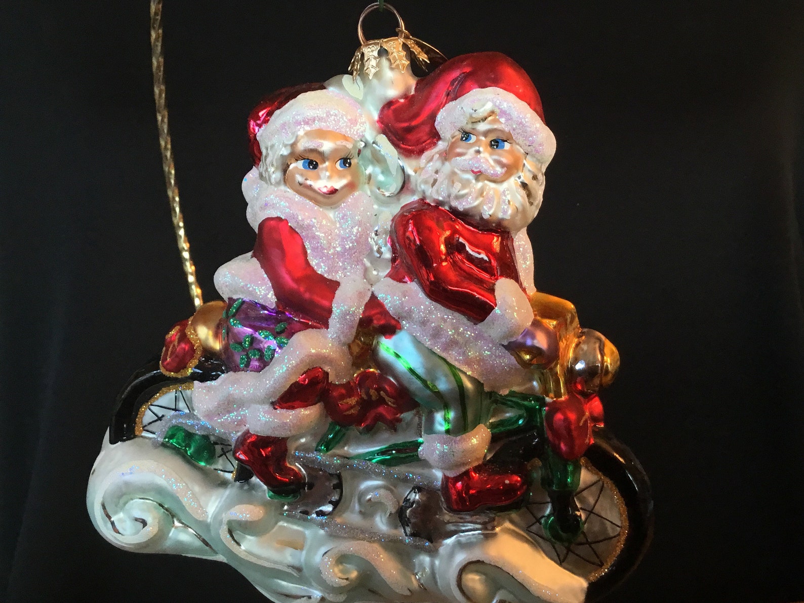 Radko Mr & Mrs Santa Claus on Motorcycle - Etsy
