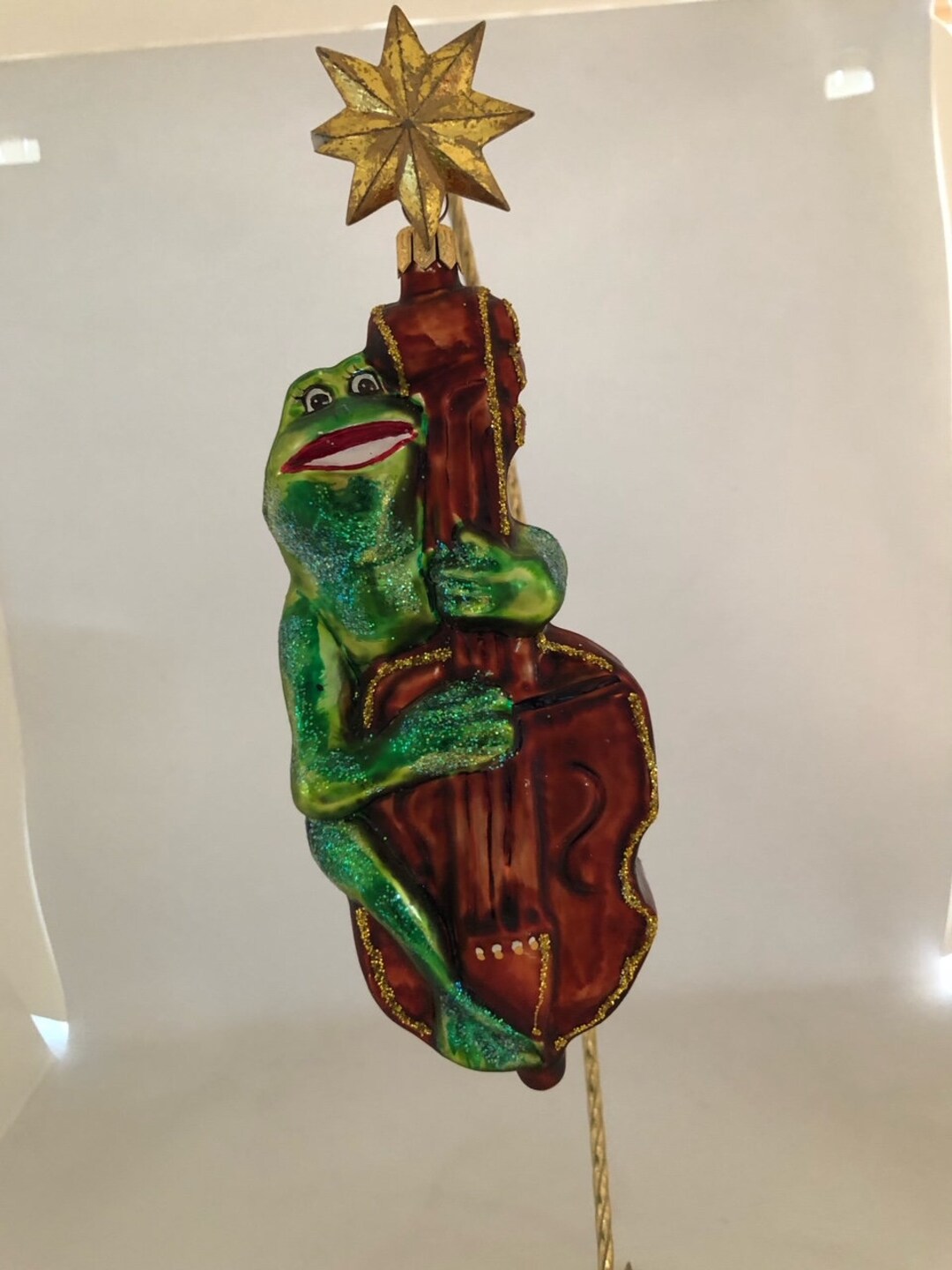 Radko "jeremiah Frog With Bass" Ornament - Etsy