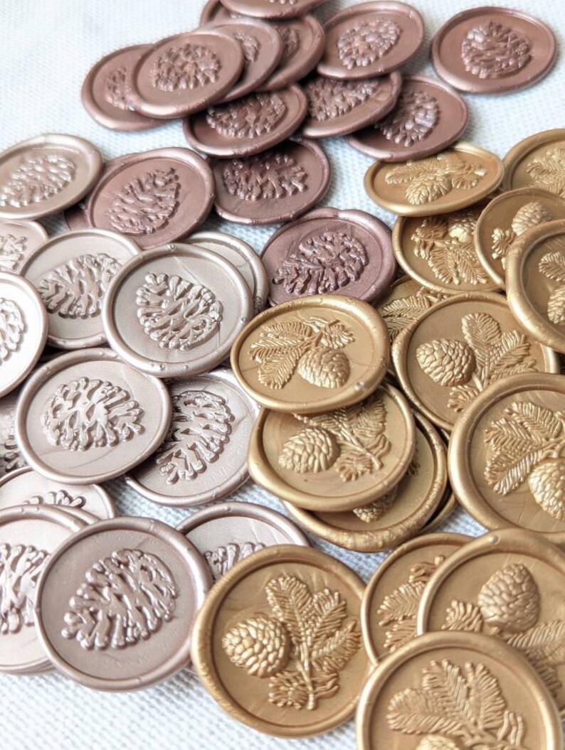 Pinecone/ Acorn- Handcrafted Self-adhesive Wax Seals- Set of 25 - Etsy