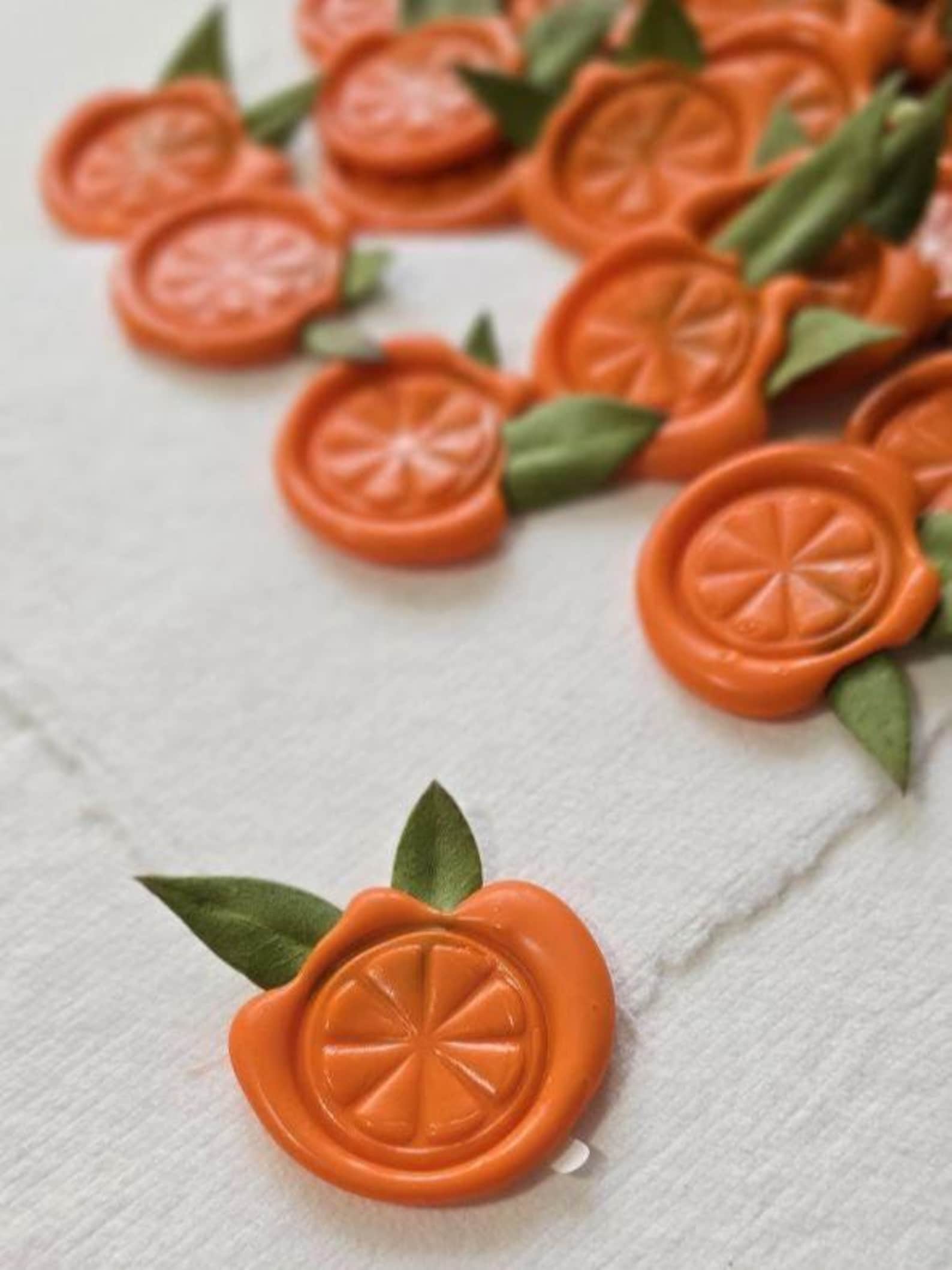 Orange Slice- Orange Wax Seal With Dried Botanicals- Set of 25 Hand ...