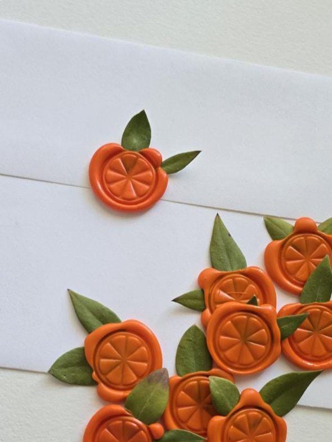 Orange Slice- Orange Wax Seal With Dried Botanicals- Set of 25 Hand ...