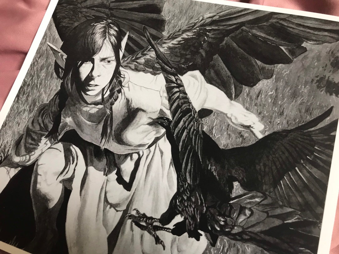 9x11 Print - the Raven's Message | Nature Druid D&D Dnd Raven Whimsical ...