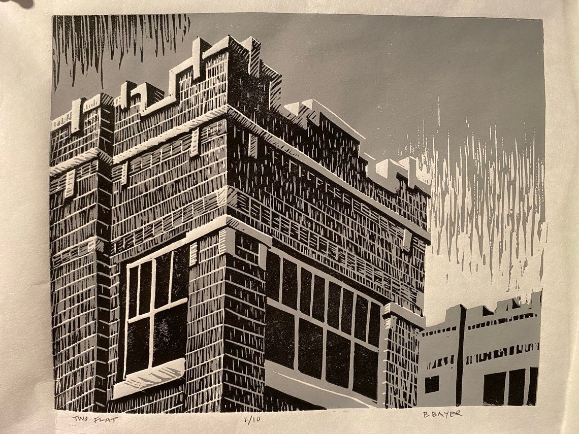 Handmade Limited Edition Linocut Print "two Flat" - Etsy