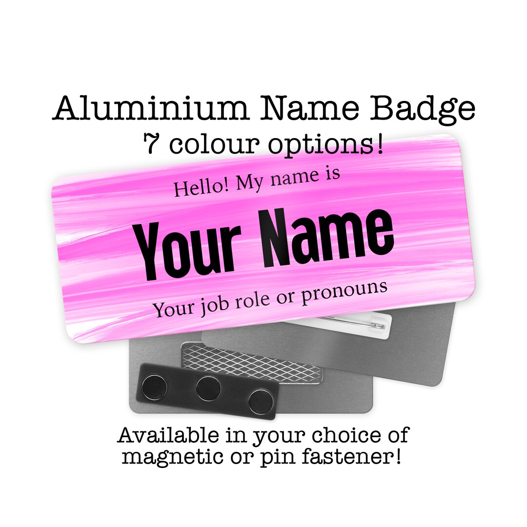 Aluminium Hello My Name is Badge With Job Role or Pronouns - Etsy