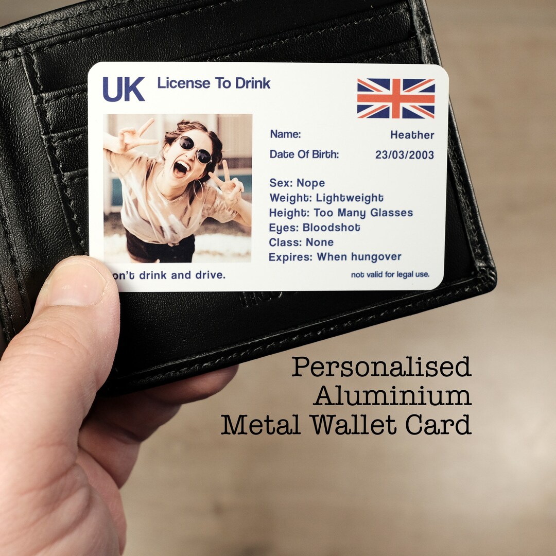License to Drink Aluminium Wallet Card 18th Birthday Gift, Joke License ...