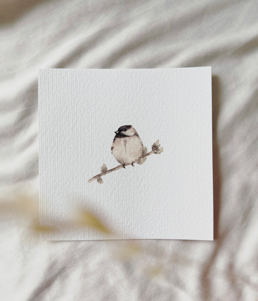Black-capped Chickadee on the Branch Miniature Art Print From Original ...