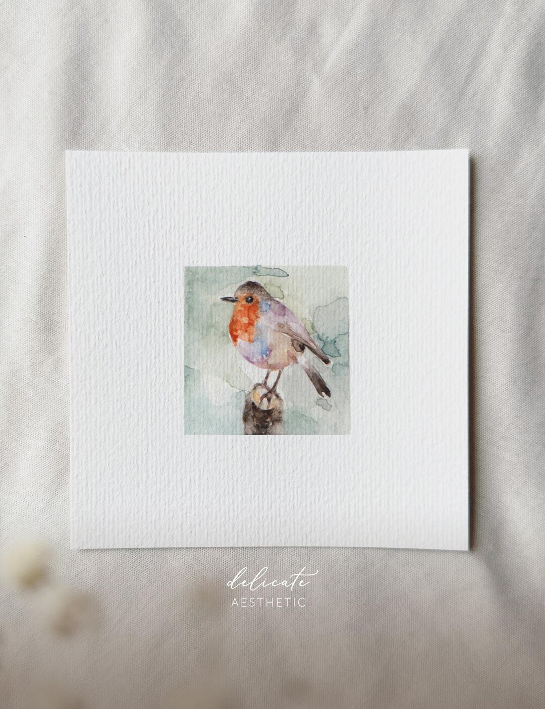 Watercolor Robin in Spring | Miniature Art Print | Print After My ...