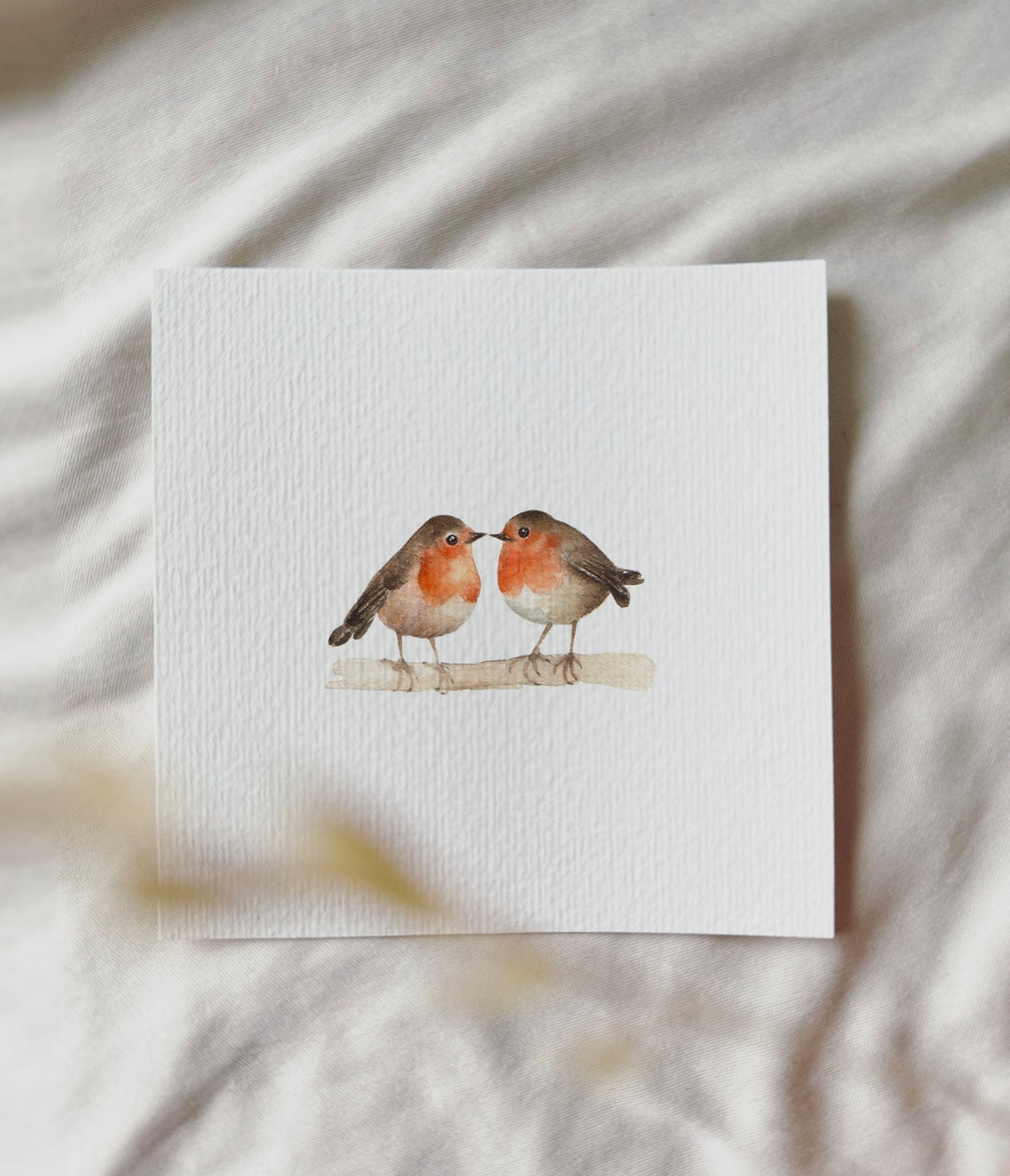 Fluttering Hearts: Robins in Love Miniature Art Print From Original ...