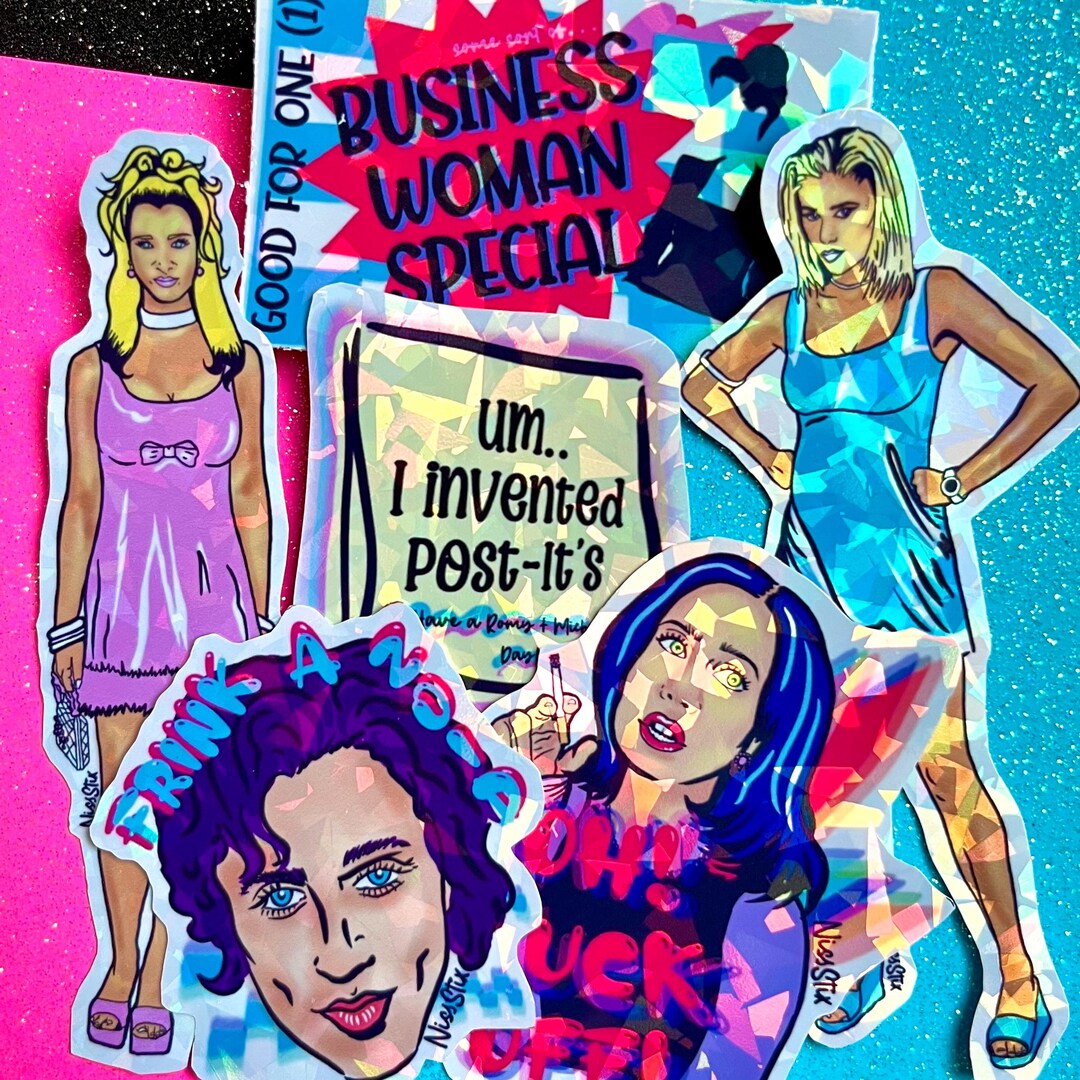 Romy and Michele Sticker Set: 90s Movie Holographic Vinyl Decals - Etsy