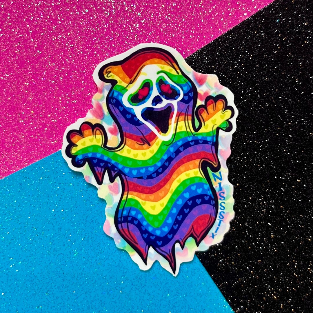 Pride Month Screamy Ghost Glossy Vinyl Sticker for Laptops, Iphones ...