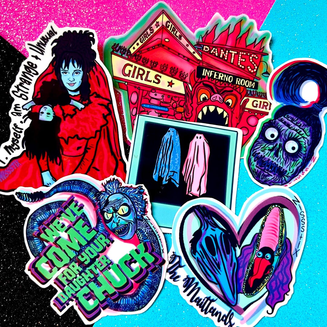 Beetlejuice Sticker Pack: Holographic Vinyl Decals, Tim Burton Inspired ...