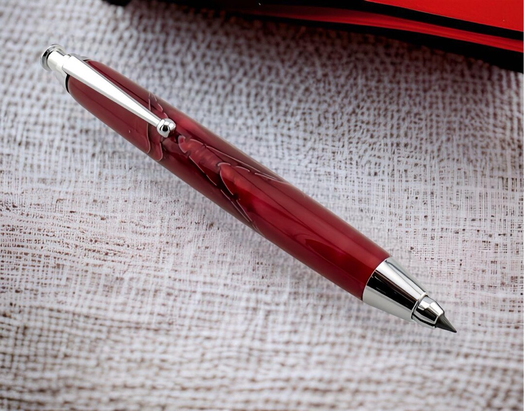 Sketch Pencil - Crimson Acrylic and Chrome 3MM - Etsy