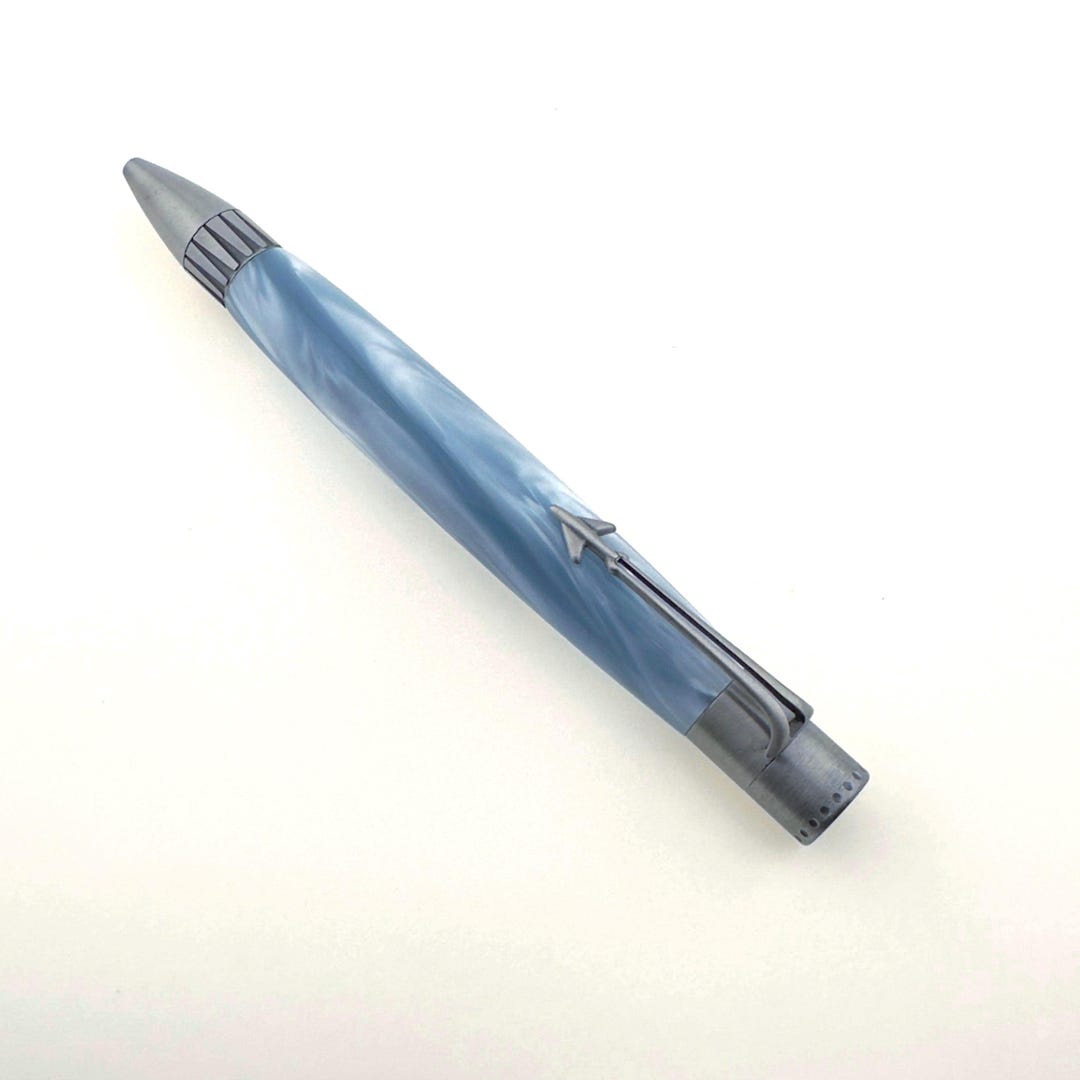 Jet Airliner Theme Pen High Clouds Sky Blue Kirinite and Antique Pewter ...