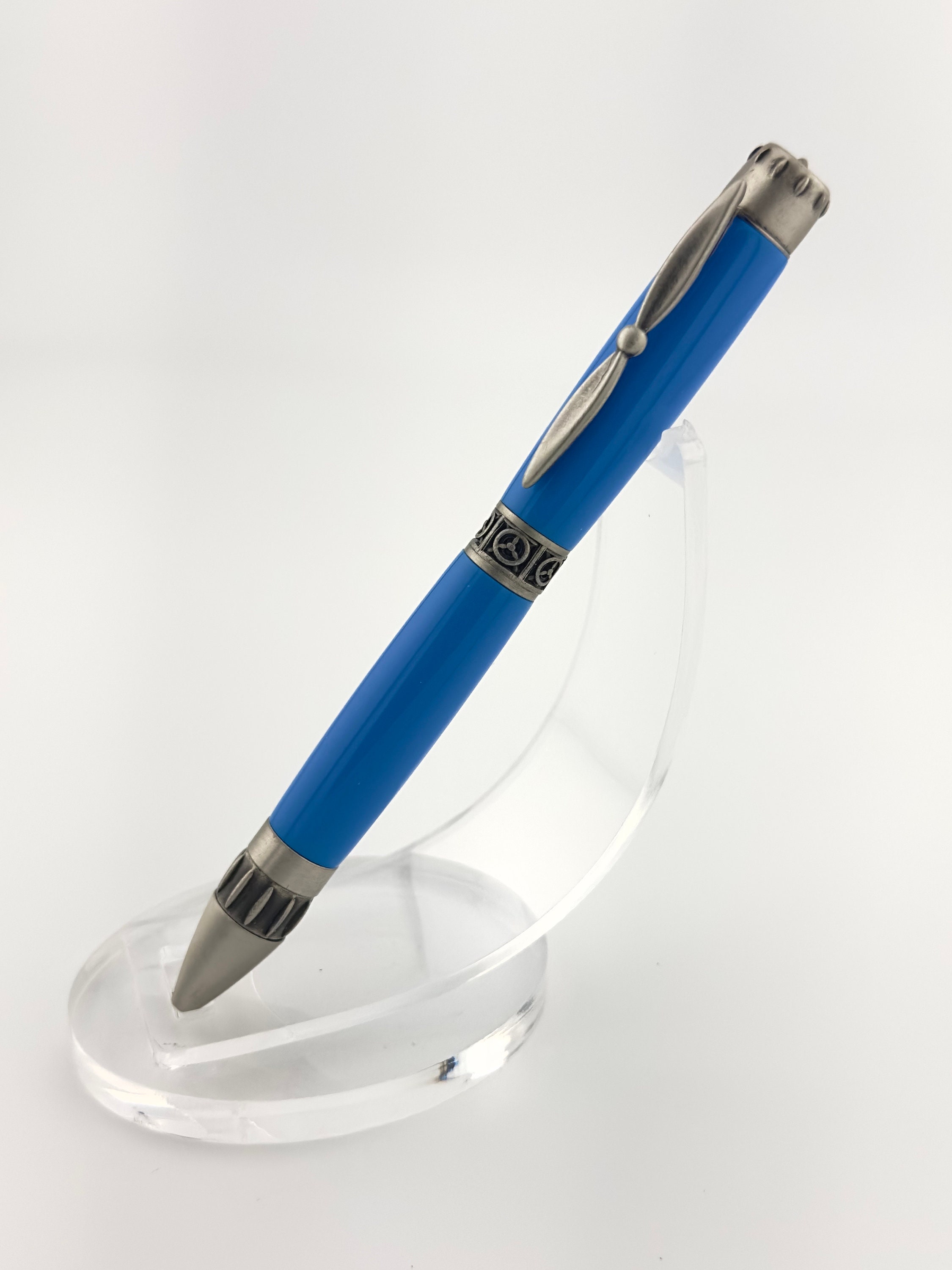 Propeller Airplane Theme Pen Clear Blue Sky and Antique Pewter - Etsy