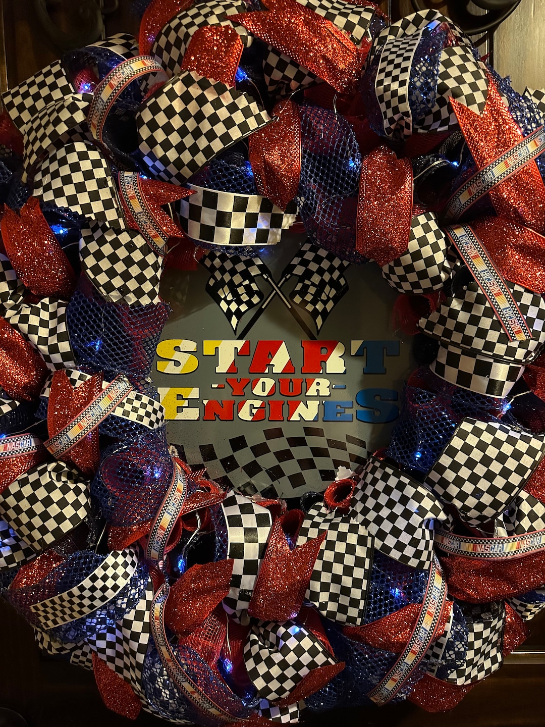 Lighted Race Car Wreath - Etsy