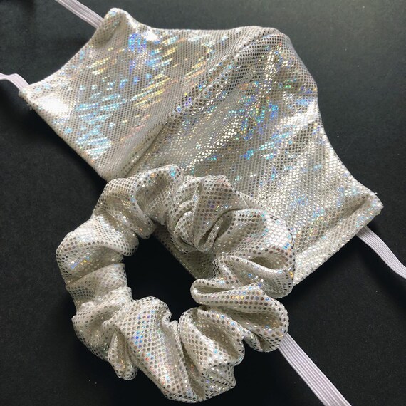 Holographic Mask With Matching Scrunchie Handmade Fashion | Etsy