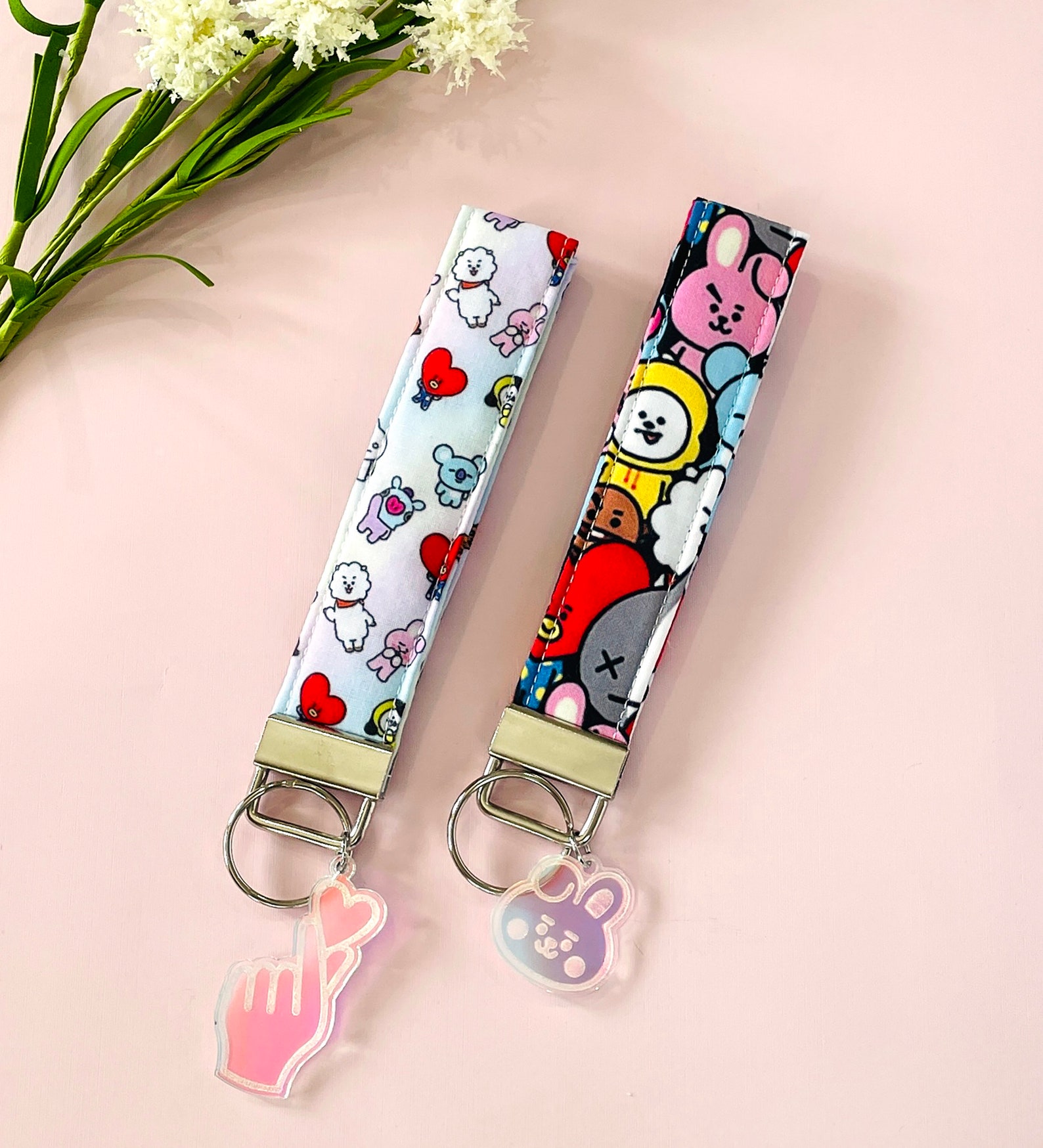 BTS Key Fob With Iridescent Charm BT21 Keychain Strap - Etsy
