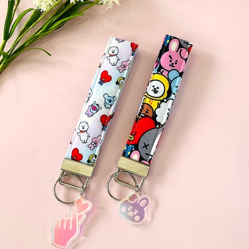 BTS Key Fob With Iridescent Charm BT21 Keychain Strap - Etsy