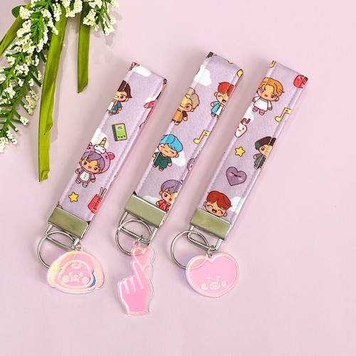 BTS Key Fob With Iridescent Charm BT21 Keychain Strap - Etsy