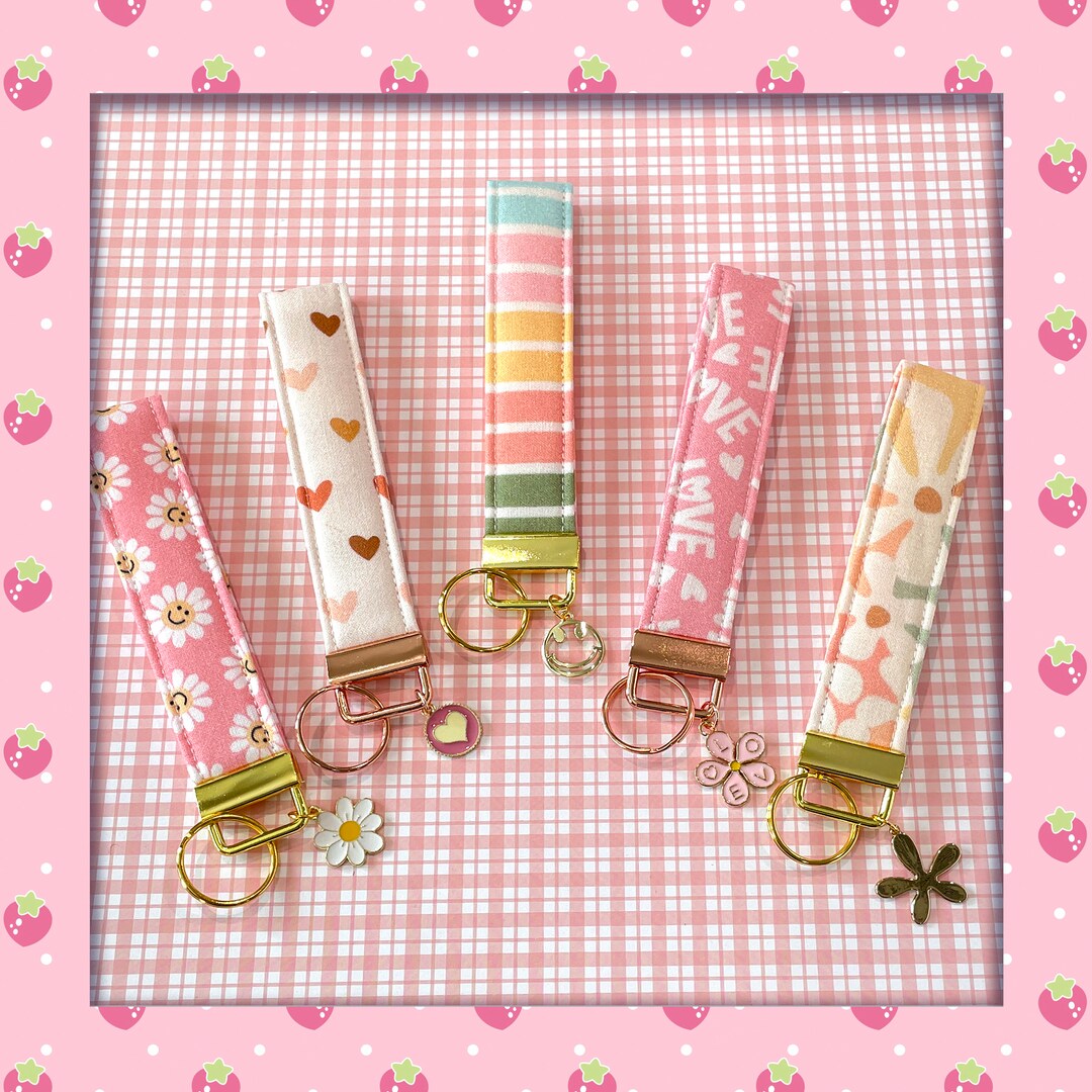 Retro Smiley Faces Key Fobs, Keychain Wristlet, Key Fobs, Fun Key Fobs ...