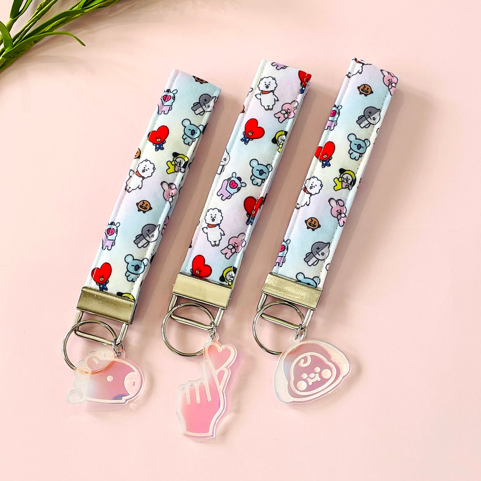 BTS Key Fob With Iridescent Charm BT21 Keychain Strap - Etsy