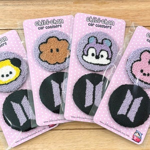 BT21 Car Coasters Set of 2 Car Coasters, Punch Needle Coasters, BTS ...