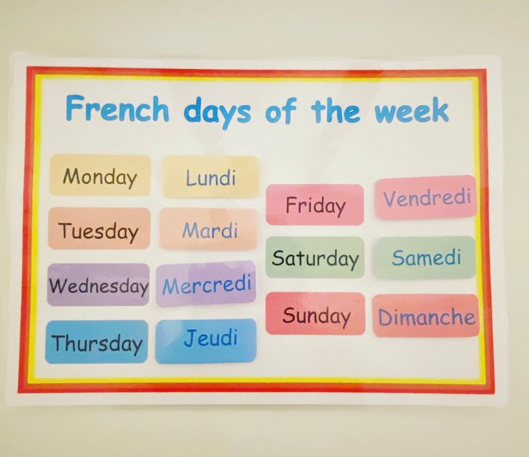 French Days of the Week Activity Sheet - Etsy