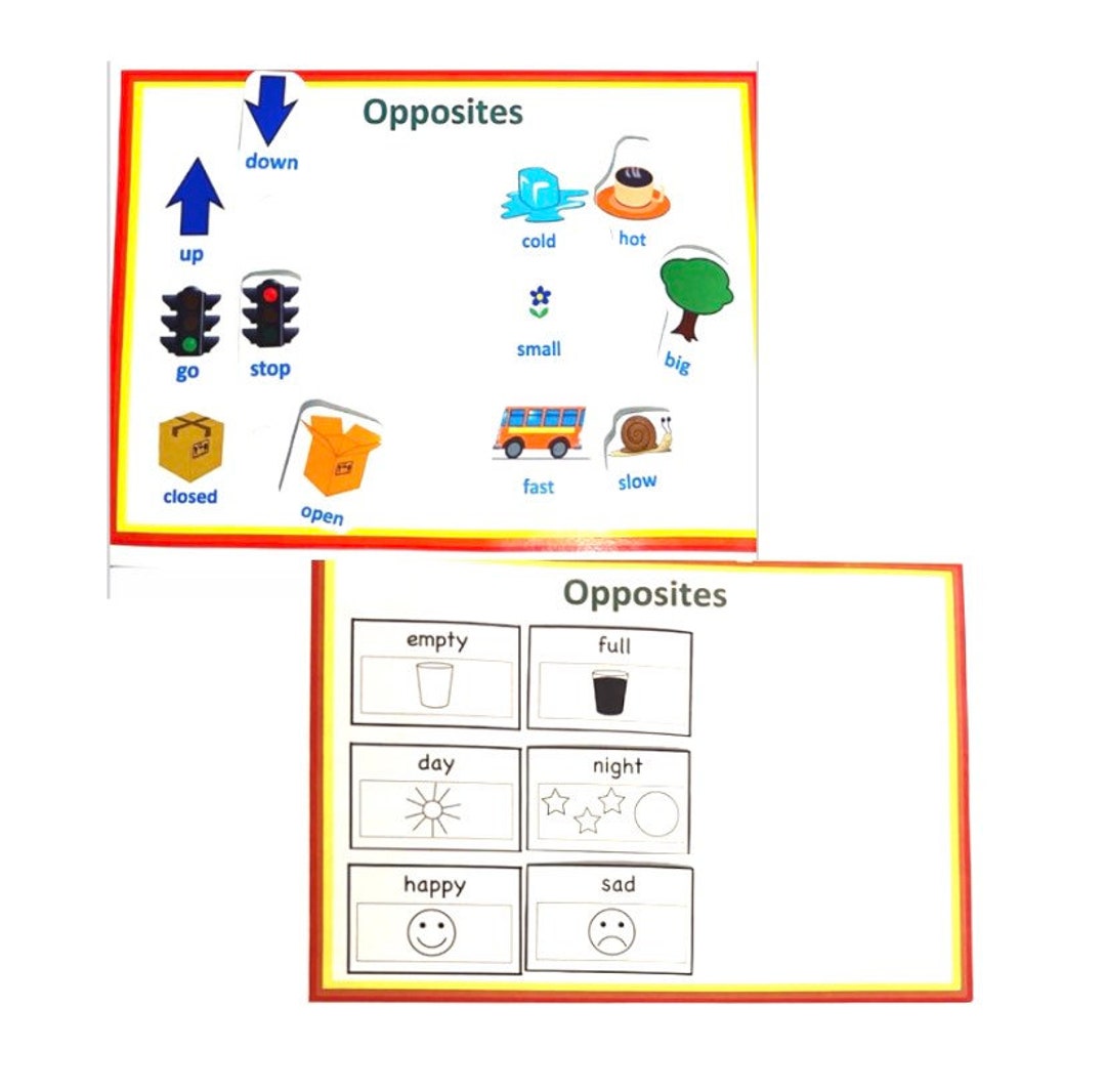Opposites Activity Worksheet x2 - Etsy