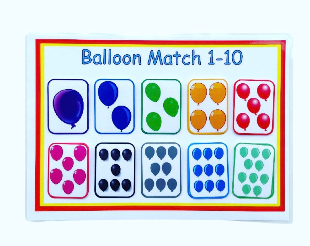 1-10 Balloon Match Activity Sheet - Etsy