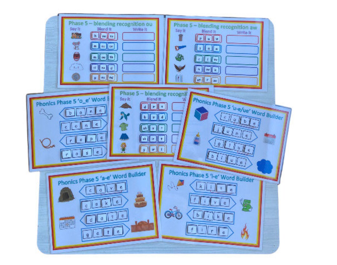 Digital Download Phase 5 Word Builder and Blending Recognition Sheets 7 ...