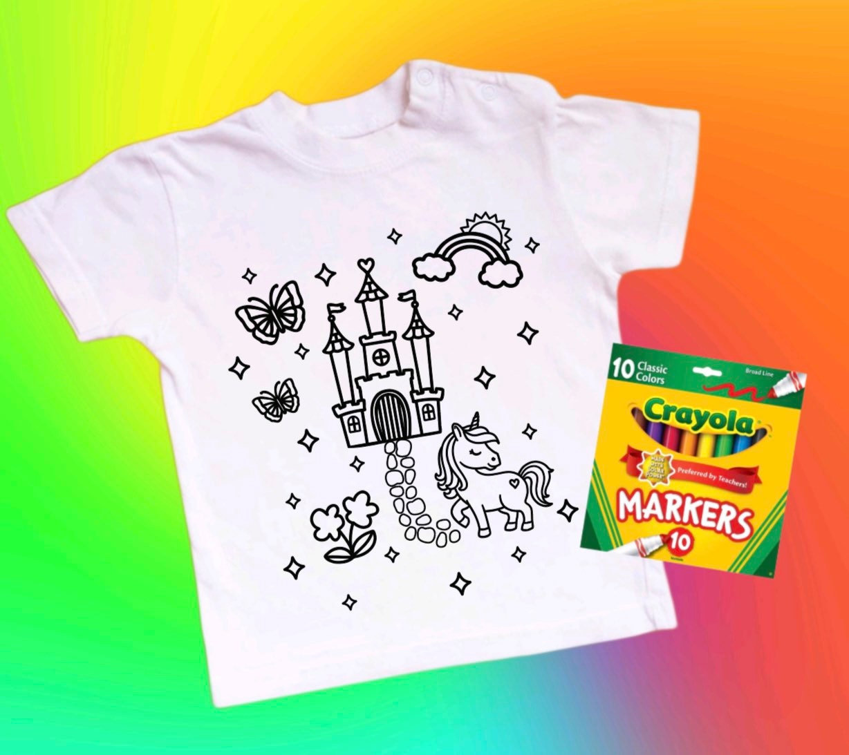 Washable Kids Coloring Shirt: Reusable Cartoon Activity - Etsy