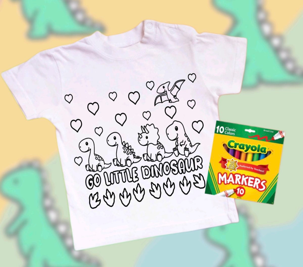 Washable Kids Coloring Shirt: Reusable Cartoon Activity - Etsy