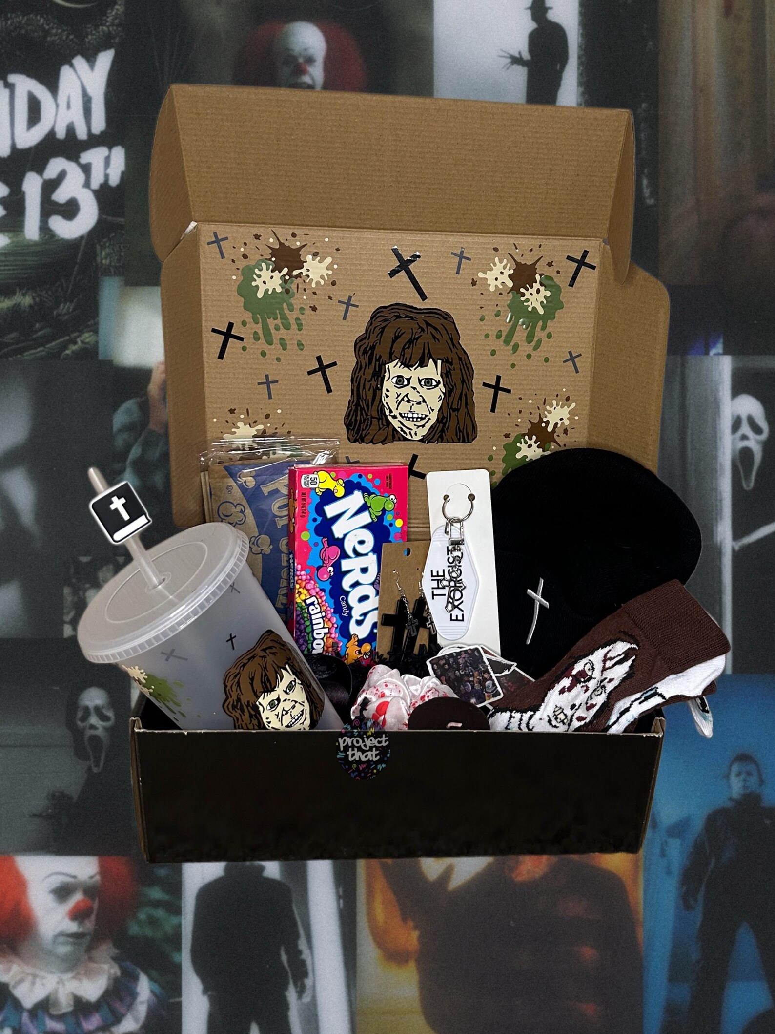 Horror Movie Night Gift Box: Custom Tumbler, Beanie & More - Etsy