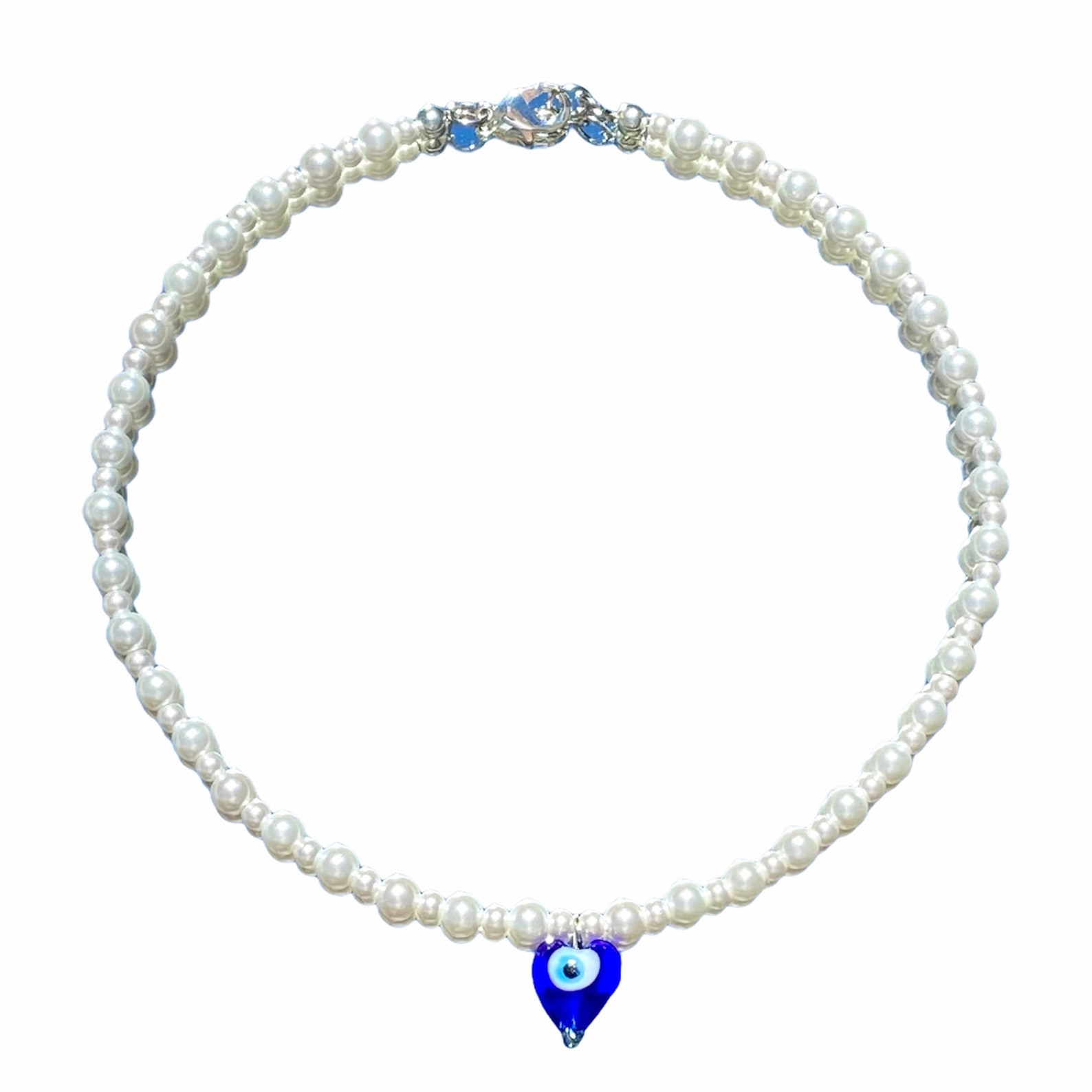 Evil Eye Pearl Necklace Glass Pearl Beaded Necklace Glass - Etsy