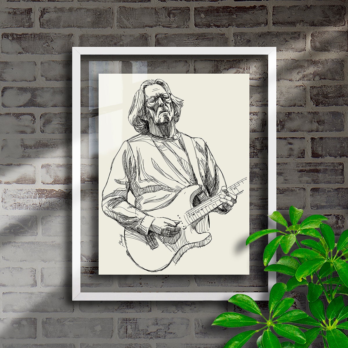 Eric Clapton Art Rapidograph Pen Drawing in Floating Wood - Etsy