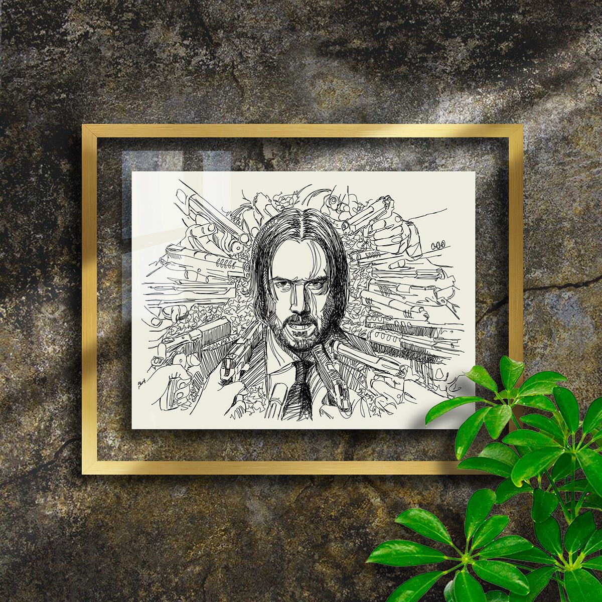 Keanu Reeves Artjohn Wick Rapidograph Pen Drawing in - Etsy