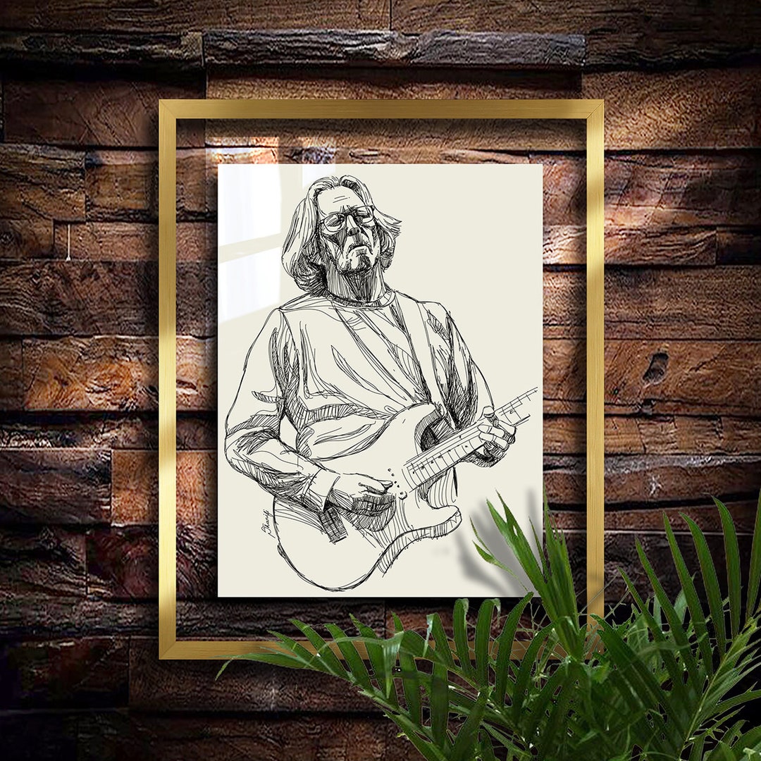 Eric Clapton Art Rapidograph Pen Drawing in Floating Wood - Etsy