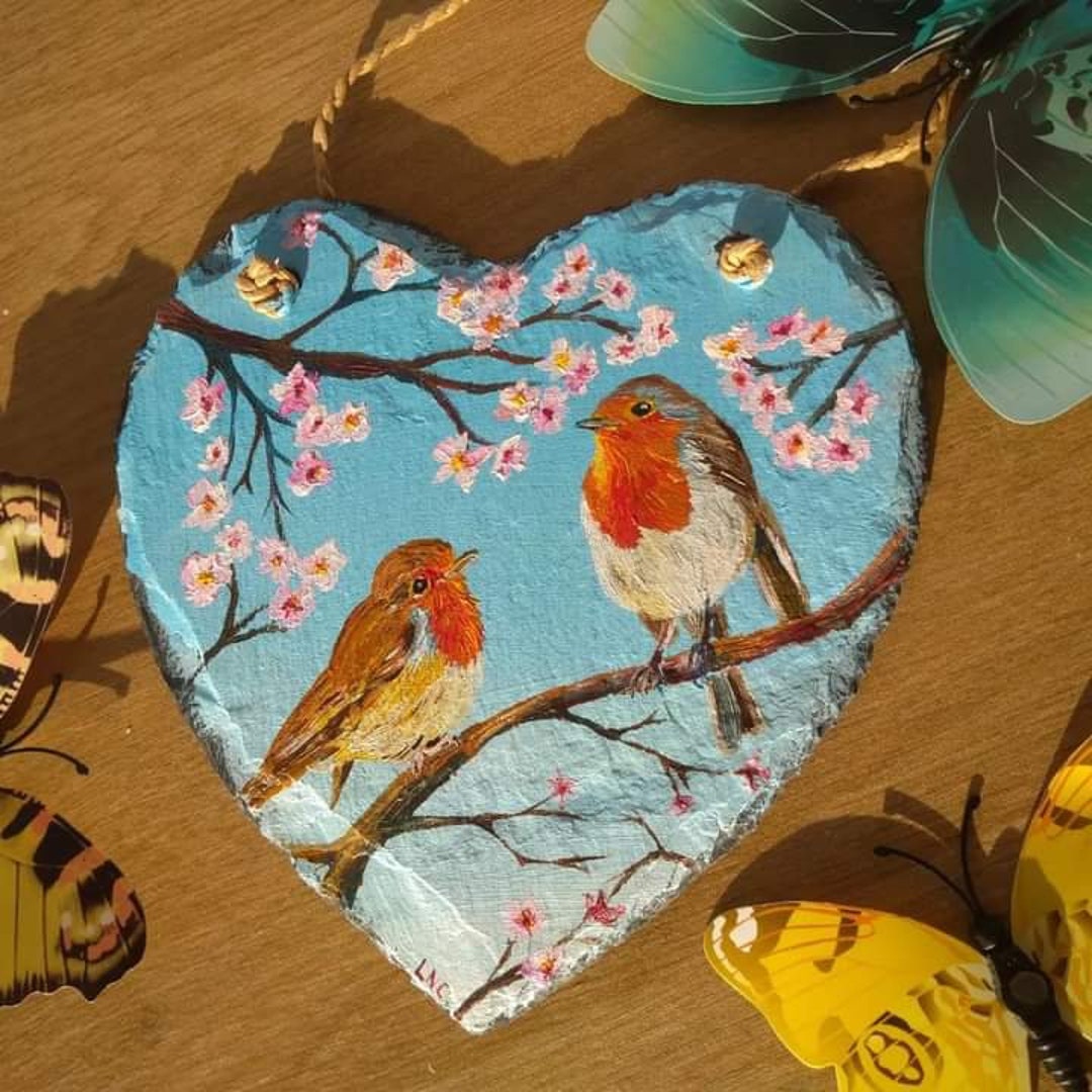 Robin Slate Heart Plaque - Etsy