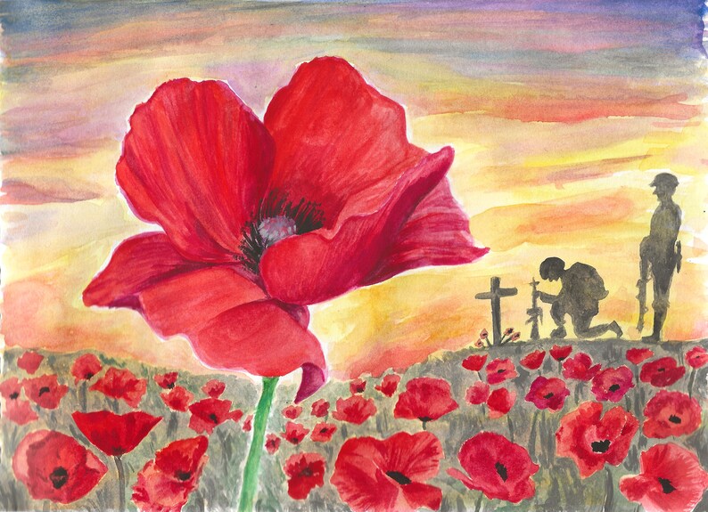 Poppies (remembrance) A5, A4 Print, A5 Original - Etsy