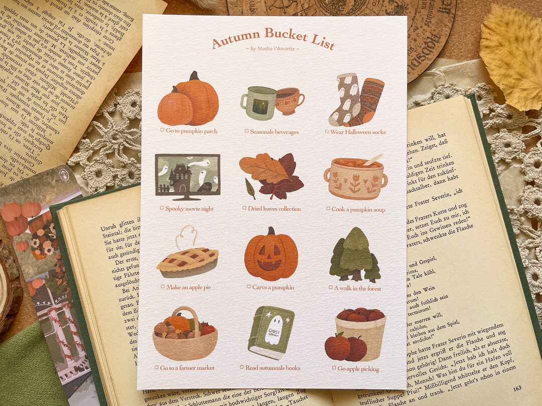 Autumn Bucket List | Art Print Illustration Affiche | Fall Illustrated ...