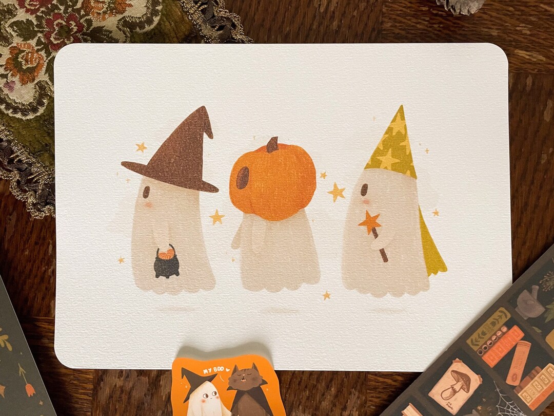 Trick or Treat - Art Print, Illustration | Halloween | Cute Ghosts Art ...