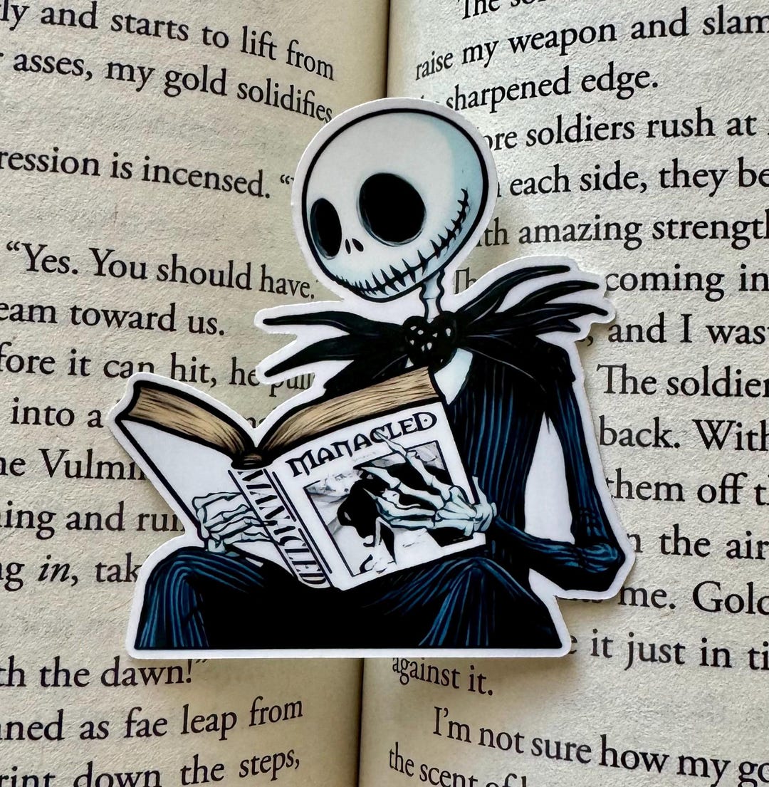 Skelly Jack Reading 'manacled' Vinyl Kindle Sticker, Dramione ...
